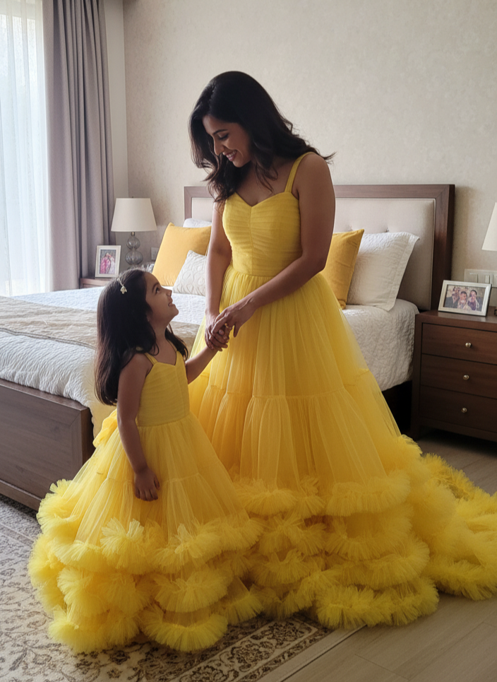 Mommy & Me Yellow Gown Combo – babyproud.in